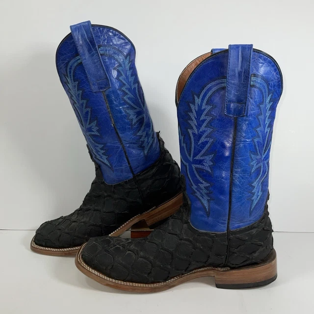 ALFA WESTERN WEAR Boots Blue Black Leather Python Mens Sz 13 £66.45 ...