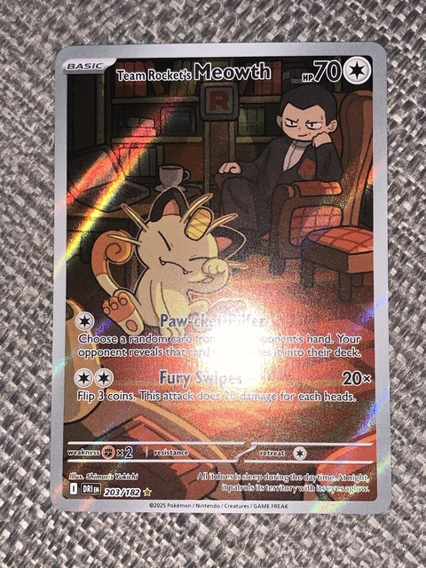 POKÉMON TCG TEAM Rocket's Meowth 203/182 Destined Rivals Illustration ...