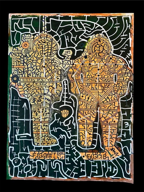 ART BRUT PAR Glenn Varez/galerie Varez/Plongée/Scaphandrier EUR 40,00 ...