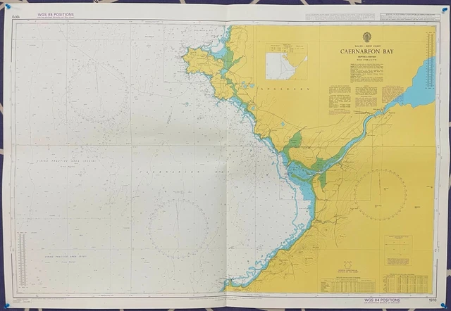 AMIRAUTÉ 1970 GALLES Ouest Coast Caernarfon Bay Carte Chart Maritime ...
