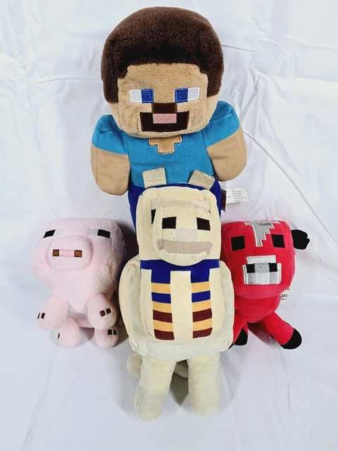 MINECRAFT SOFT TOY Bundle X4 Steve Llama Pink Pig And Mooshroom £11.99 ...