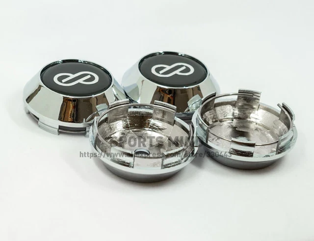4X68MM ENKEI LOGO Emblems Wheel Center Caps Hubcaps Badges Black Chrome ...