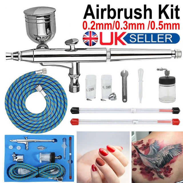 0.2/0.3/0.5MM DUAL ACTION Airbrush Metal Air Brush Spray Gun Paint ...