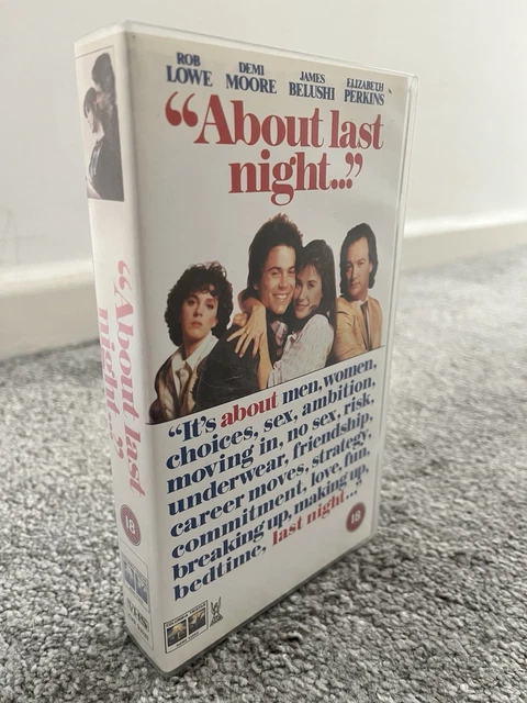 ABOUT LAST NIGHT 1986 VHS Rob Lowe Demi Moore James Belushi - Very Rare ...