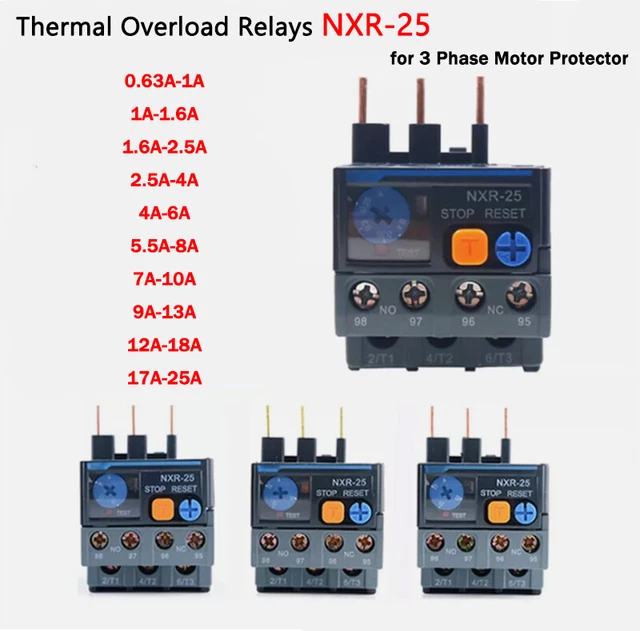 3 PHASE THERMAL Overload Relay FR Range from 0.63-25A NXR-25 for ...