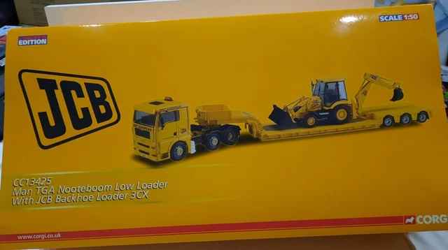 CORGI 1/50TH SCALE MAN TGA NOOTEBOOM LOW LOADER & JCB BACKHOE LOADER ...