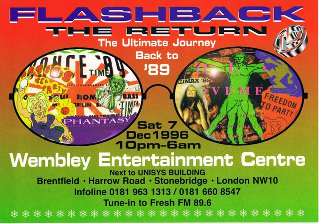 FLASHBACK RAVE FLYER Flyers 7/12/96 A5 Wembley London Top Buzz ...