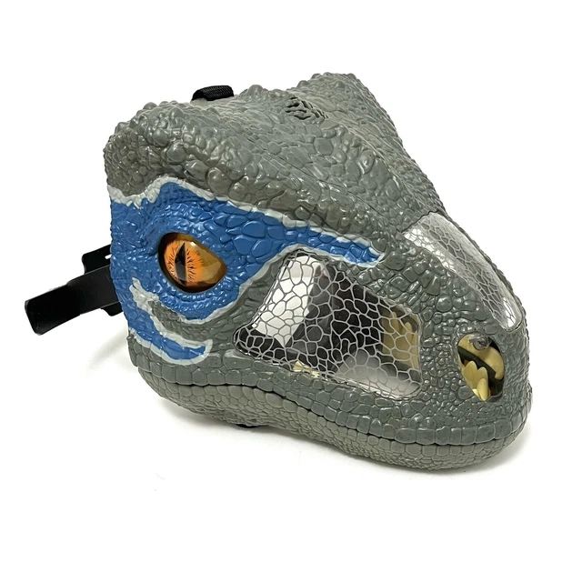 JURASSIC WORLD VELOCIRAPTOR Blue Chomp N Roar Mask With Sounds Mattel ...