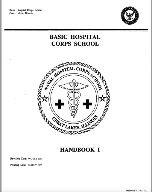 796 PAGES NAVY Basic Hospital Corpsman scolaire Manuel de l'élève I-III ...