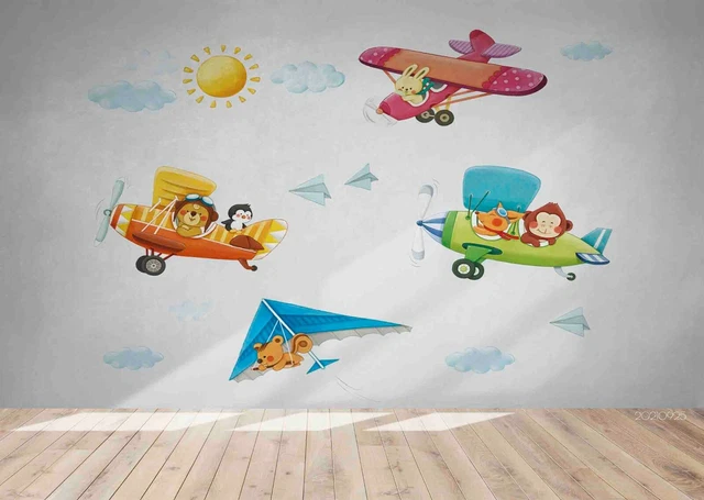 3D AIRCRAFT ANIMAL Wallpaper Wall Mural Removable Self-adhesive ...