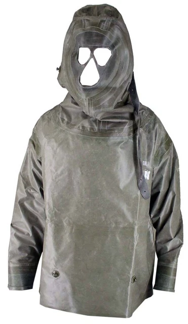 NBC SMOCK HALLOWEEN Costume Waterproof Rubberized PVC Olive Green Hood ...