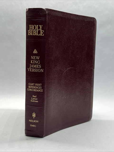 HOLY BIBLE NEW King James Version Giant Print Nelson 334BG Burgundy £27 ...