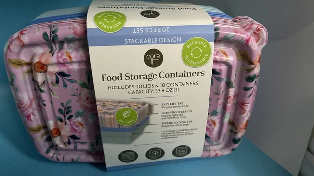 20 PC CORE Kitchen with Color Plastic Food Storage Containers with Lids ...