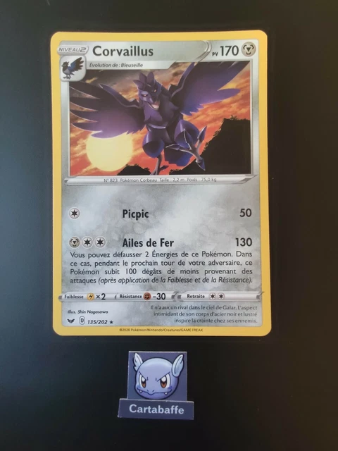 CARTE POKÉMON CORVAILLUS 135/202 Rare EB01 Epée & Bouclier EUR 1,85 ...