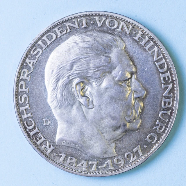 GERMANIA WEIMAR MEDAGLIA 1927 80 COMPLEANNO PAUL VON HINDENBURG qFDC ARGENTO EUR 120,00 ...