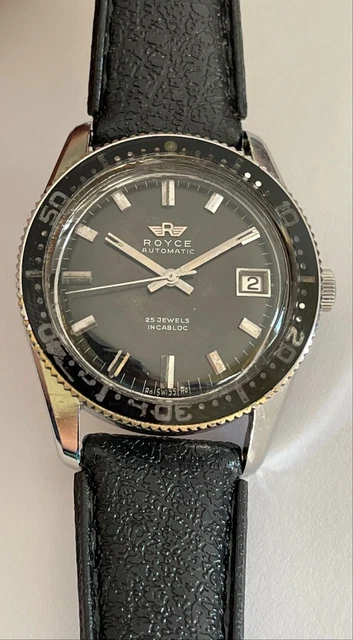 VINTAGE ROYCE DIVERS Watch Automatic 25 Jewels Incabloc 20 ATM SERVICED ...