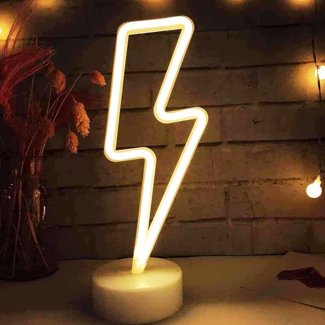 ENUOLI LED LIGHTNING Shaped Neon Signs Lights Battery Operated/Usb ...