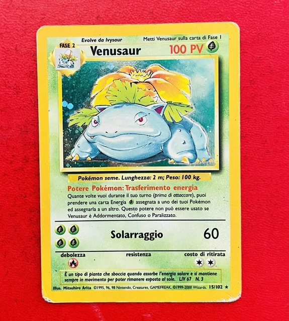 LOTTO CARTE POKEMON Venusaur 15/102 Set Base Bellissimo Ultra Raro ...