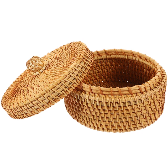 HERBSTLICHER RATTAN GEWEBTER Runder Nussteller Brotkorb Aus EUR 14,37 ...