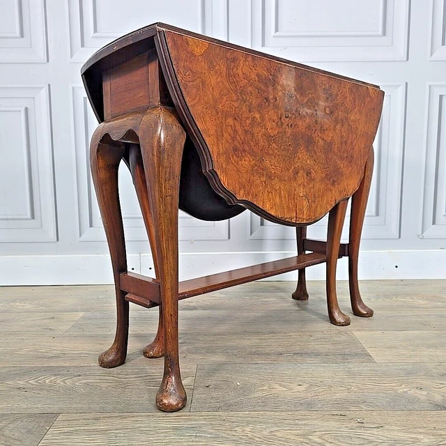 ANTIQUE BURR WALNUT Wooden Drop Leaf Side Sutherland Table - Occasional ...