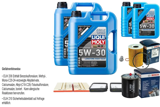 BOSCH INSPECTION SET 12L Huile Liqui Moly Longue Date 5W-30 pour Mercedes EUR 237,32 - PicClick FR