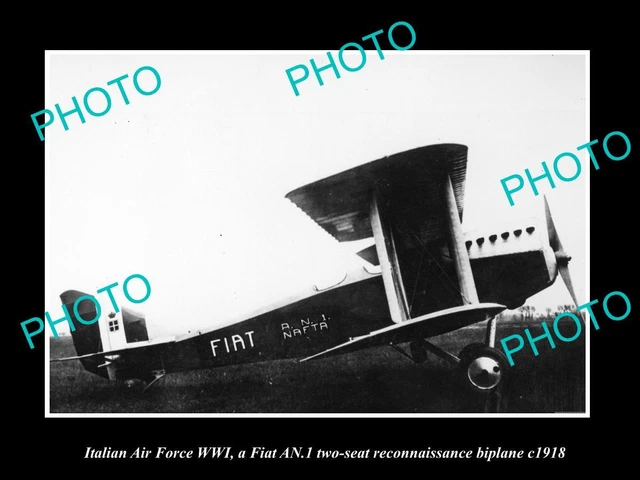 OLD MILITARY PHOTO ITALIAN AIR FORCE WWI AEROPLANE THE FIAT AN1 BIPLANE ...