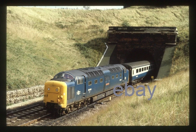 ORIGINAL 35MM SLIDE - Class 55 'Deltic' 55009 emerges Stoke tunnel w ...