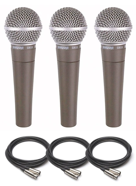 SHURE SM58 DYNAMIC Microphone Triple Pack including Cables £341.00 ...