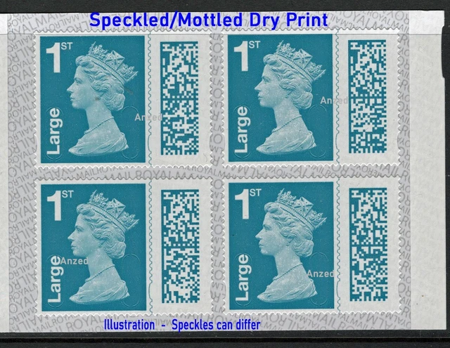 GB ERROR: BOOKLET Speckled mottled Dry print QE2 1st Large Barcode Stamp-7463Bxp £38.00 ...