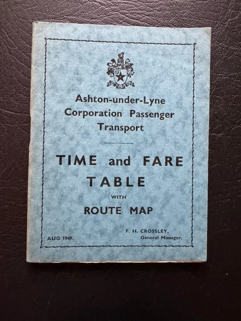 AUG 1949 ASHTON under Lyne Corporation Tameside Bus Timetable Route Map ...