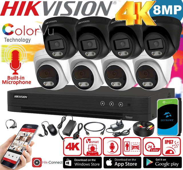8MP HIKVISION 4K Cctv Colorvu Audio System Outdoor Camera Security Dvr ...