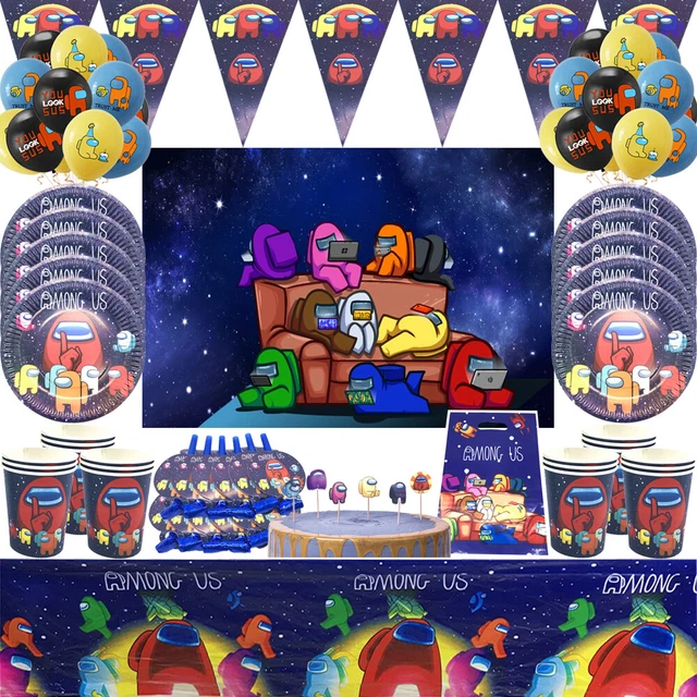 AMONG US GAMES Themed Party Supplies Cakes Cups Table Cover Plate ...