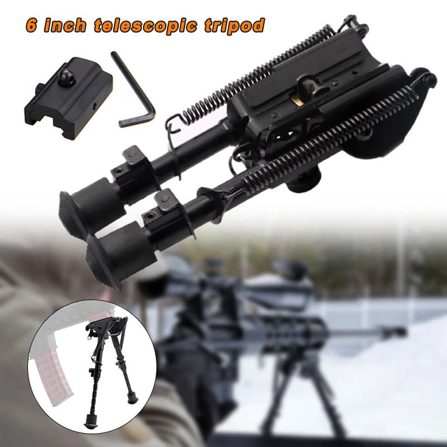 6& CLAMP-ON BARREL Mount Folding Rifle Bipod Spring Return Gun Rest For ...