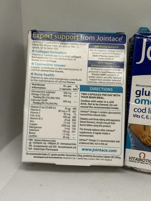 2 X 30-CAPSULE box of Vitabiotics Jointace Omega-3 micronutrient ...