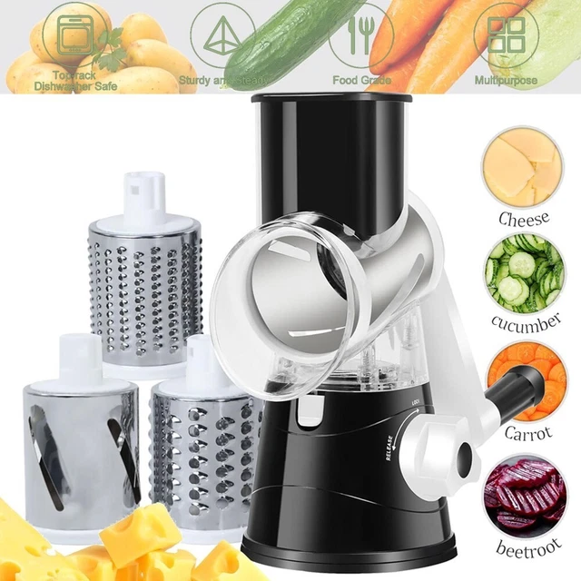 ROTARY CHEESE GRATER Manual Speed Round Cheese Shredder Vegetable ...
