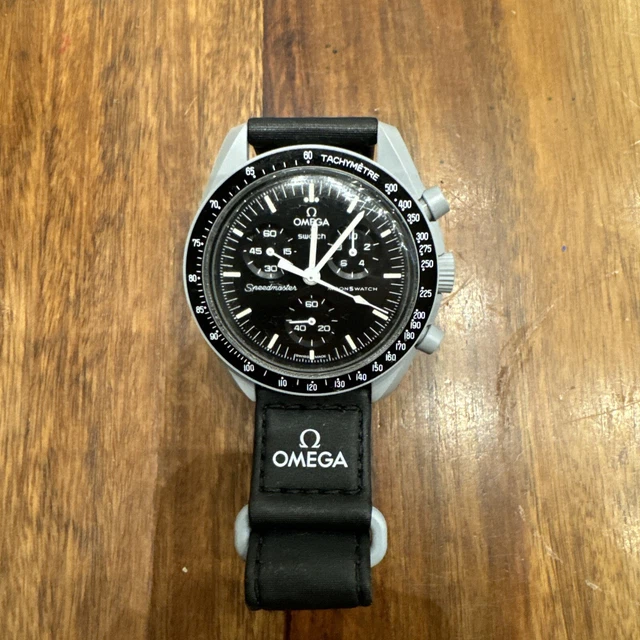 OMEGA X SWATCH Speedmaster MoonSwatch Men's Black Watch - SO33M100 £350 ...