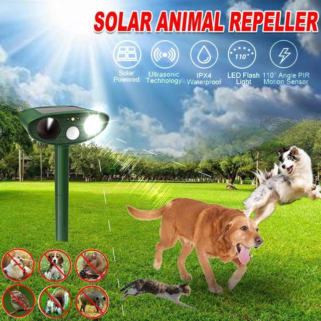 SOLAR POWERED ULTRASONIC Animal Bird Repeller Outdoor Pest Insect ...