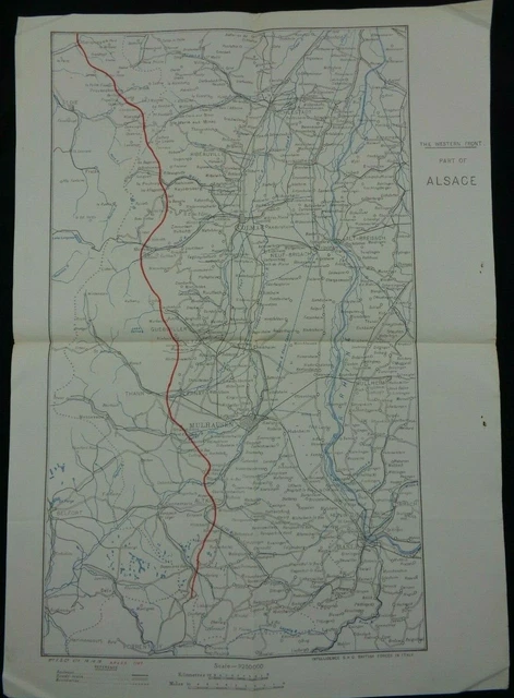 WW1 (1918) BRITISH INTELLIGENCE MAP of WESTERN FRONT (ALSACE, River ...