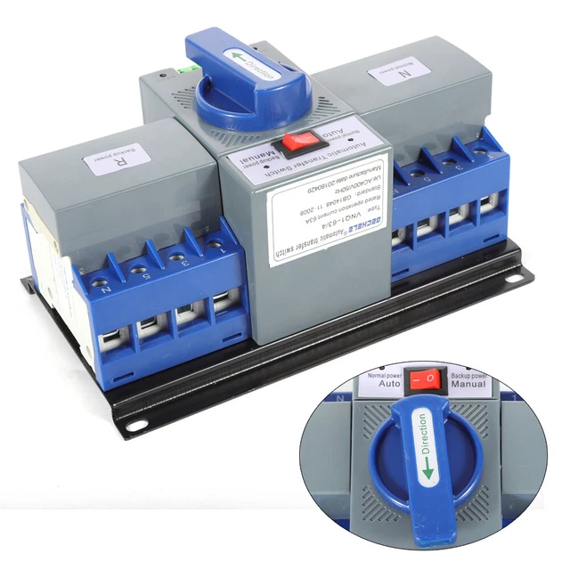 DUAL POWER AUTOMATIC Transfer Switch Indicator Light Display 4P/63A ...