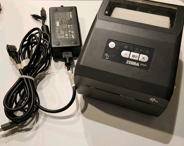 ZEBRA ZD421 DIRECT Thermal Barcode Label Printer ZD4A042-D01E00EZ w/ AC ...