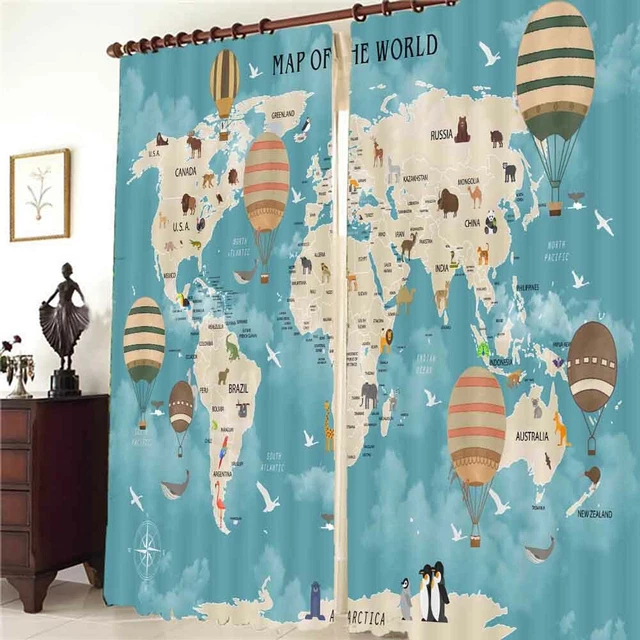 WONDERFUL MAP SPLITTING 3D Blockout Photo Print Curtain Fabric Curtains ...