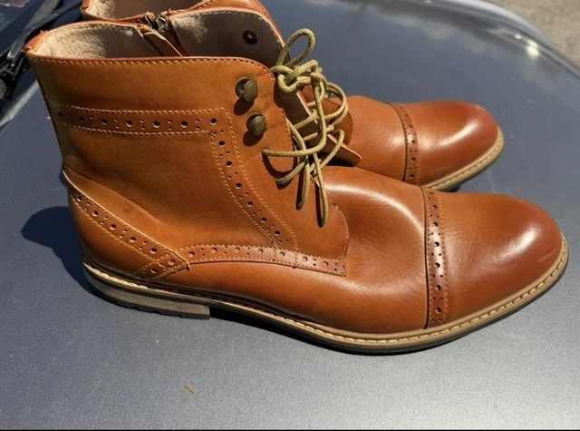 BRUNO MARC ANKLE Boots Oxford Chukka Brown Side Zipper Shoes Size 13 ...