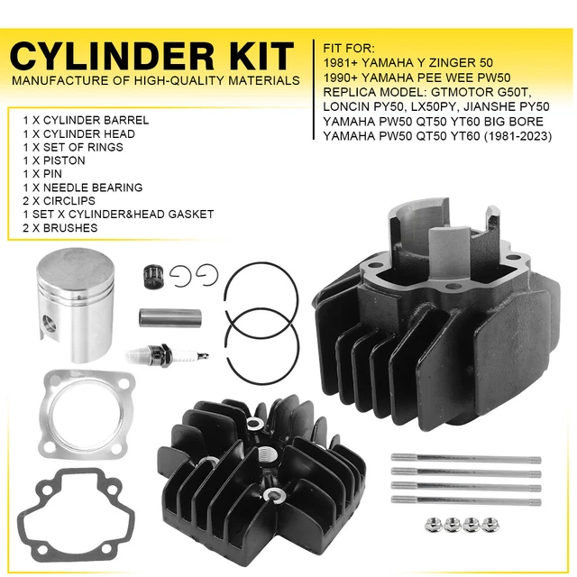 60CC BIG BORE Cylinder Barrel Kit For Yamaha PW50 PY QT50 Piston,head ...