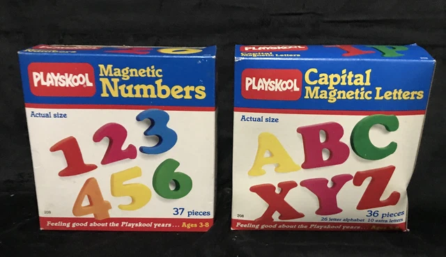 PLAYSKOOL MAGNETIC NUMBERS And Capital Letters in box SEALED BAG ...