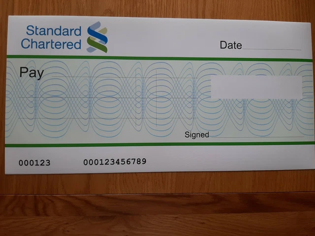 EXTRA LARGE BLANK STANDARD CHARTERED BANK Cheque Charity Presentation ...
