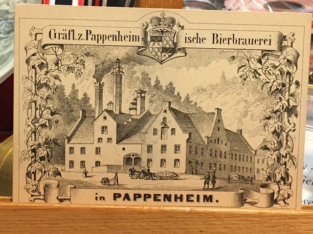 PAPPENHEIM GRÄFL. BIERBRAUEREI ETIKETT ca. 1890 LITHO DRUCK : OBPACHER ...