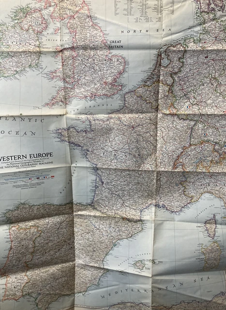 1950 NATIONAL GEOGRAPHIC: Western Europe Vintage Insert Map, Gilbert ...