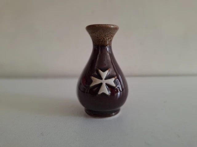 STUDIO POTTERY POSY Bud Vase Brown & Mottled Glazed Finish Maltese ...