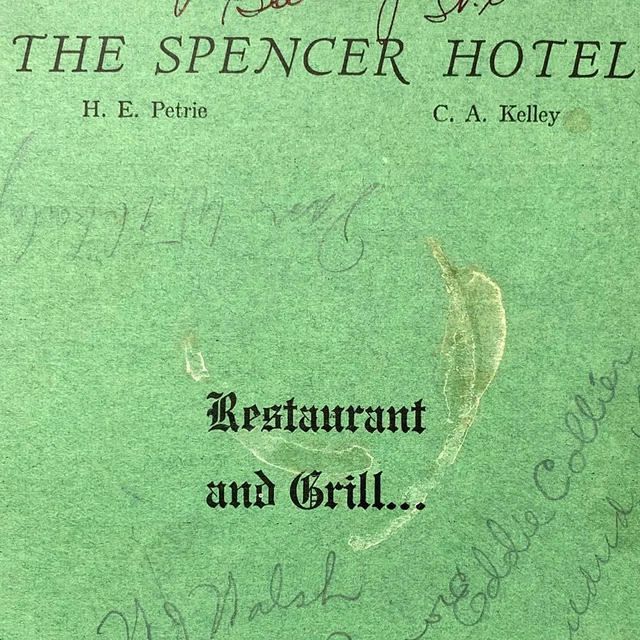 ORIGINAL VINTAGE 1937 The Spencer Hotel Restaurant Grill Menu St Albans ...