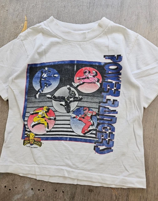 VINTAGE 1990S POWER Rangers Single Stitch White T-shirt Toddler 5/6 $25 ...